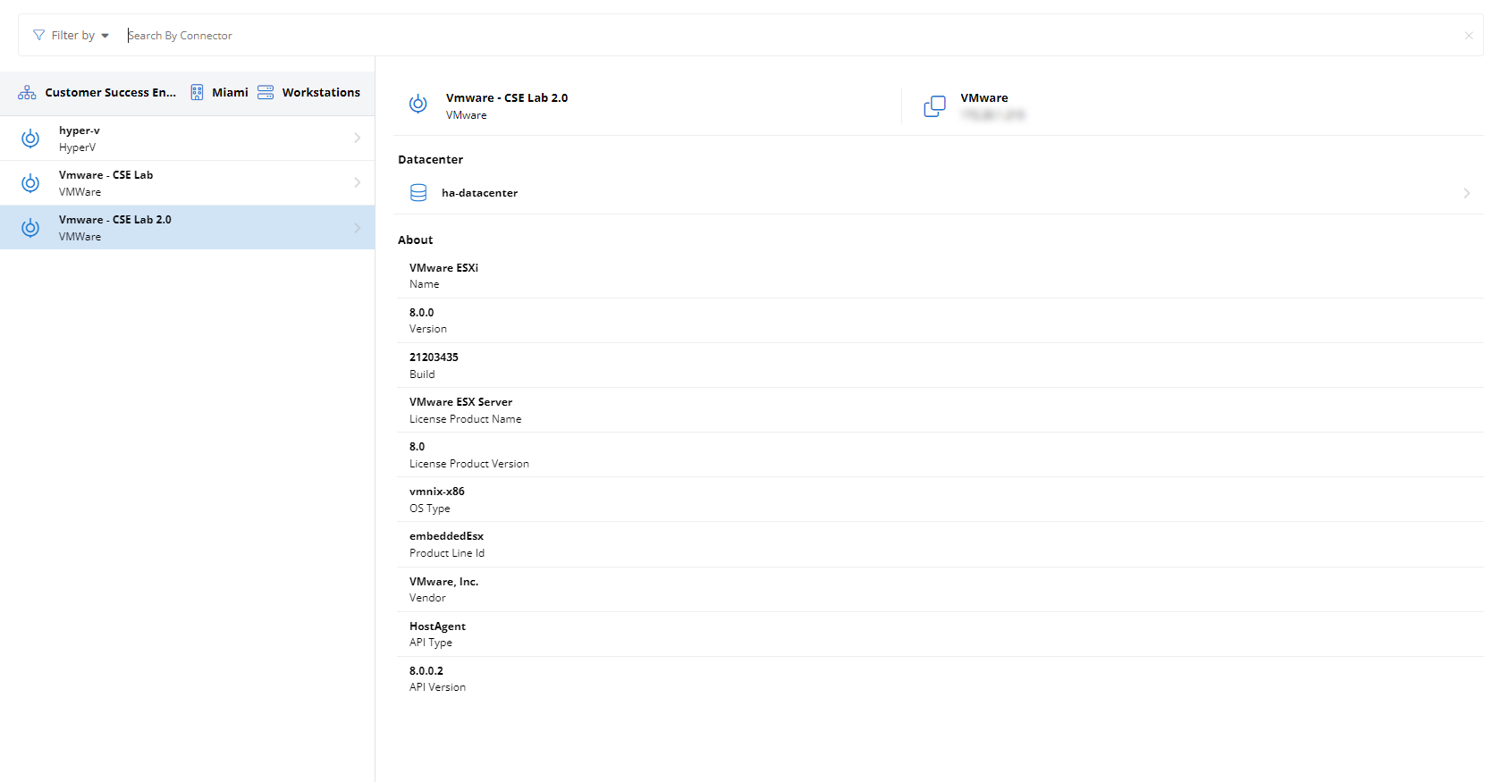 Viewing details of active connectors