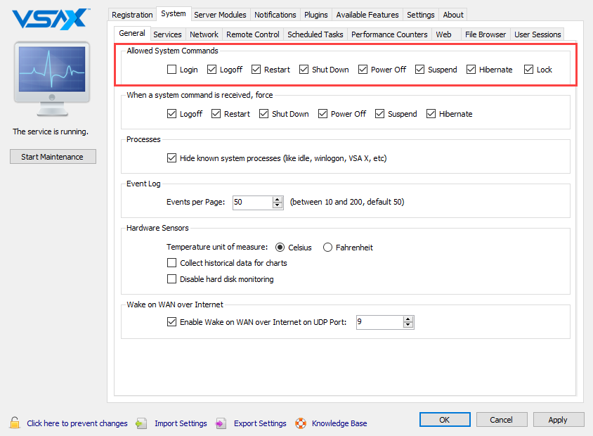 Enabling Allowed System Commands