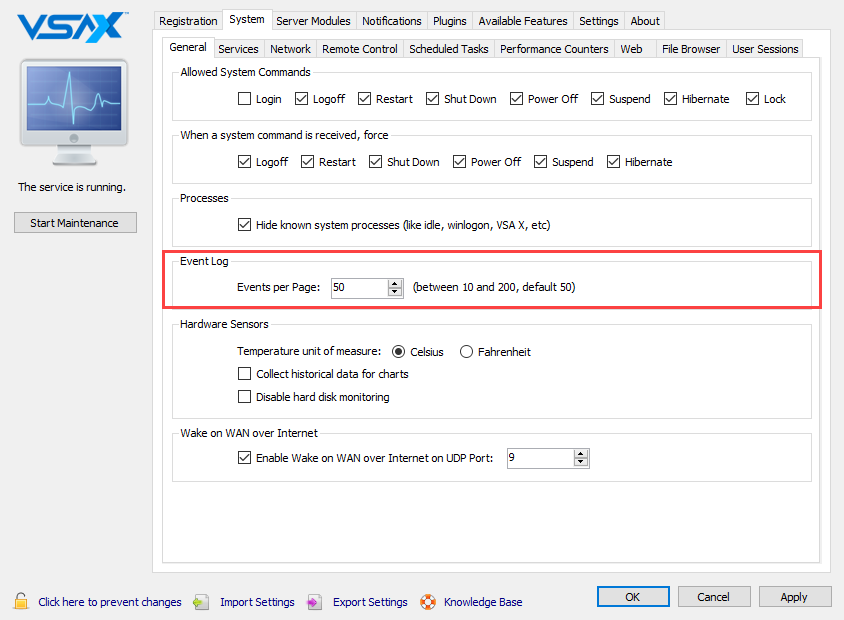 Enabling Event Log browsing and monitoring