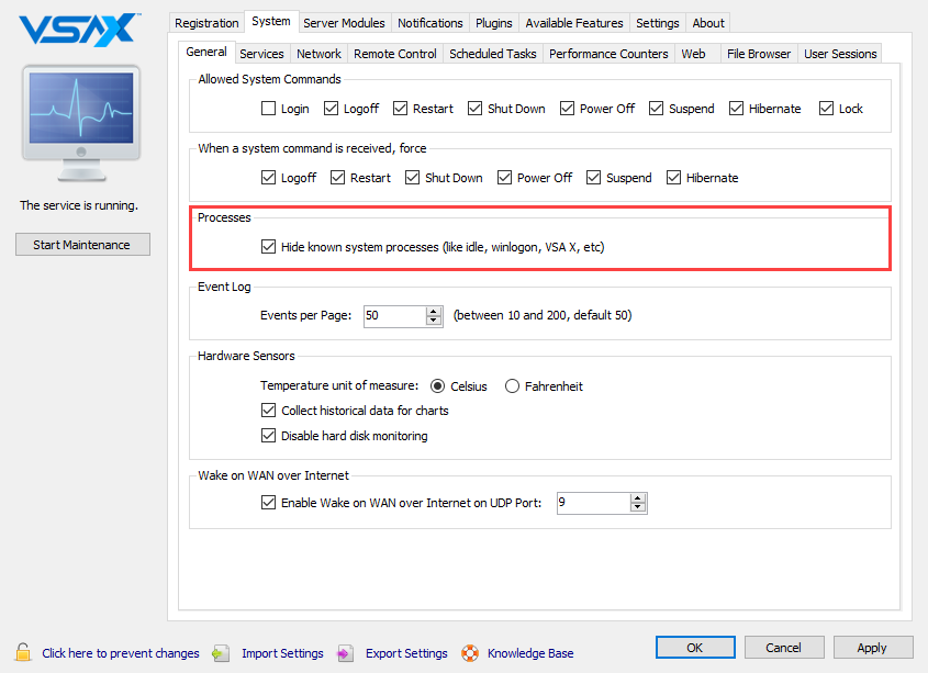 Enabling processes browsing