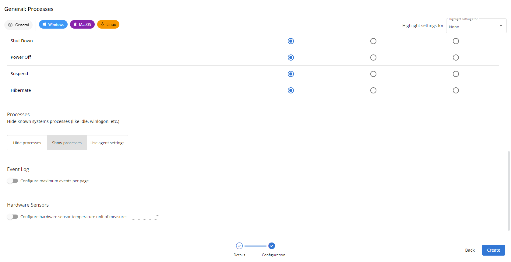 Enabling processes browsing